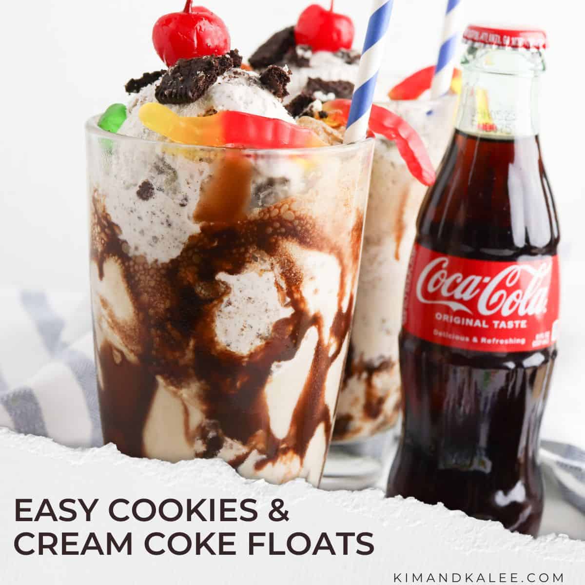 Cookies and Cream Coke Floats with Gummy Worms