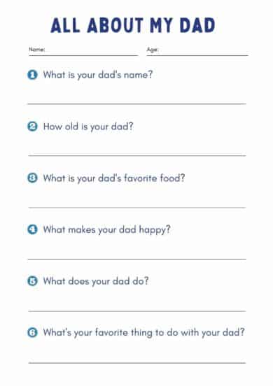 55 Father's Day Questions for Kids (Free Printable)